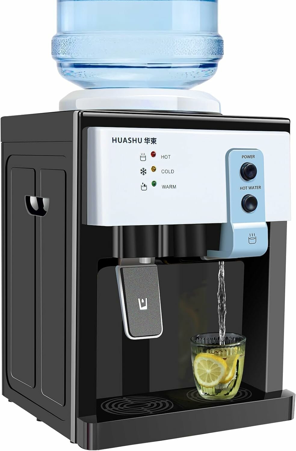 5-галлонный водяной диспенсер верхней загрузки с горячим и холодным водой для 5-галлонной бутылки — практичный настольный диспенсер для дома, офиса, общежития! Быстрая установка, автоотключение