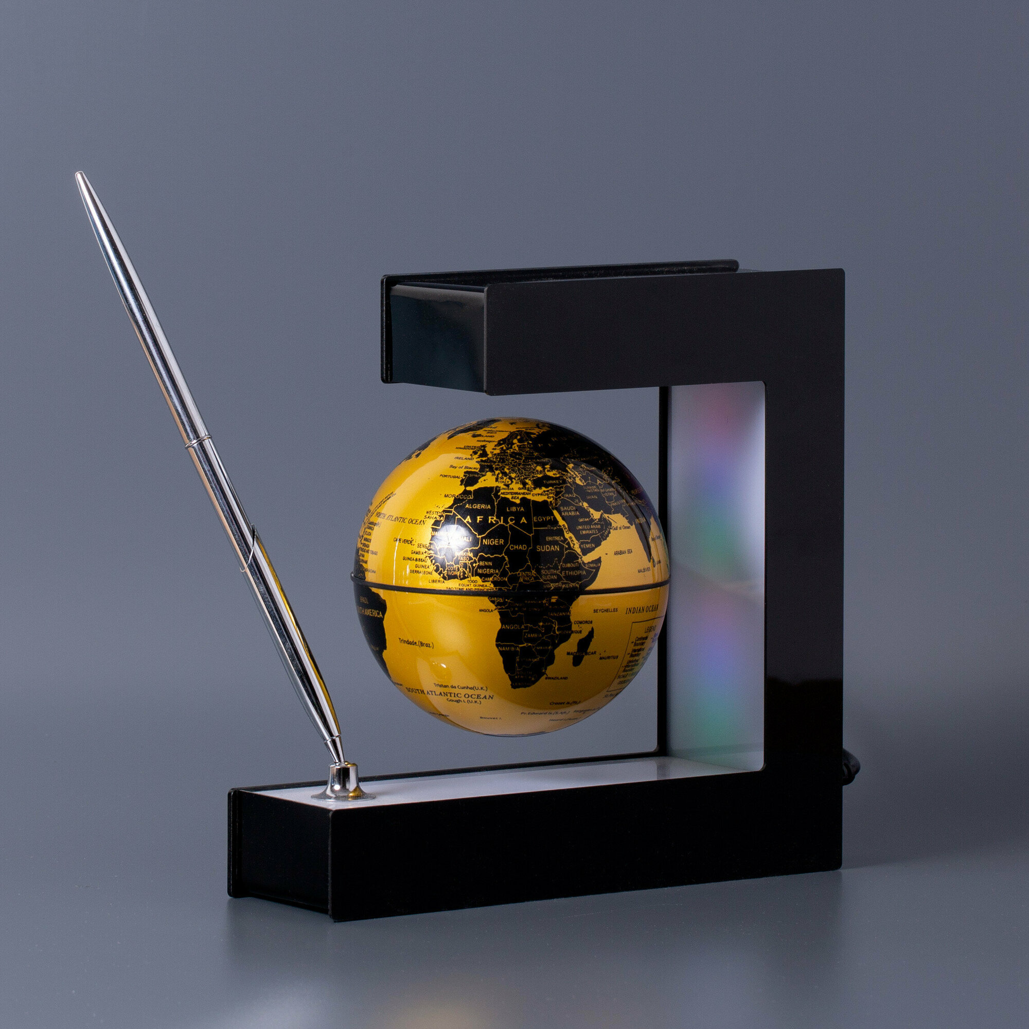 Глобус-бар "Левитирующий", с RGB-подсветкой, золотой, D=9 см