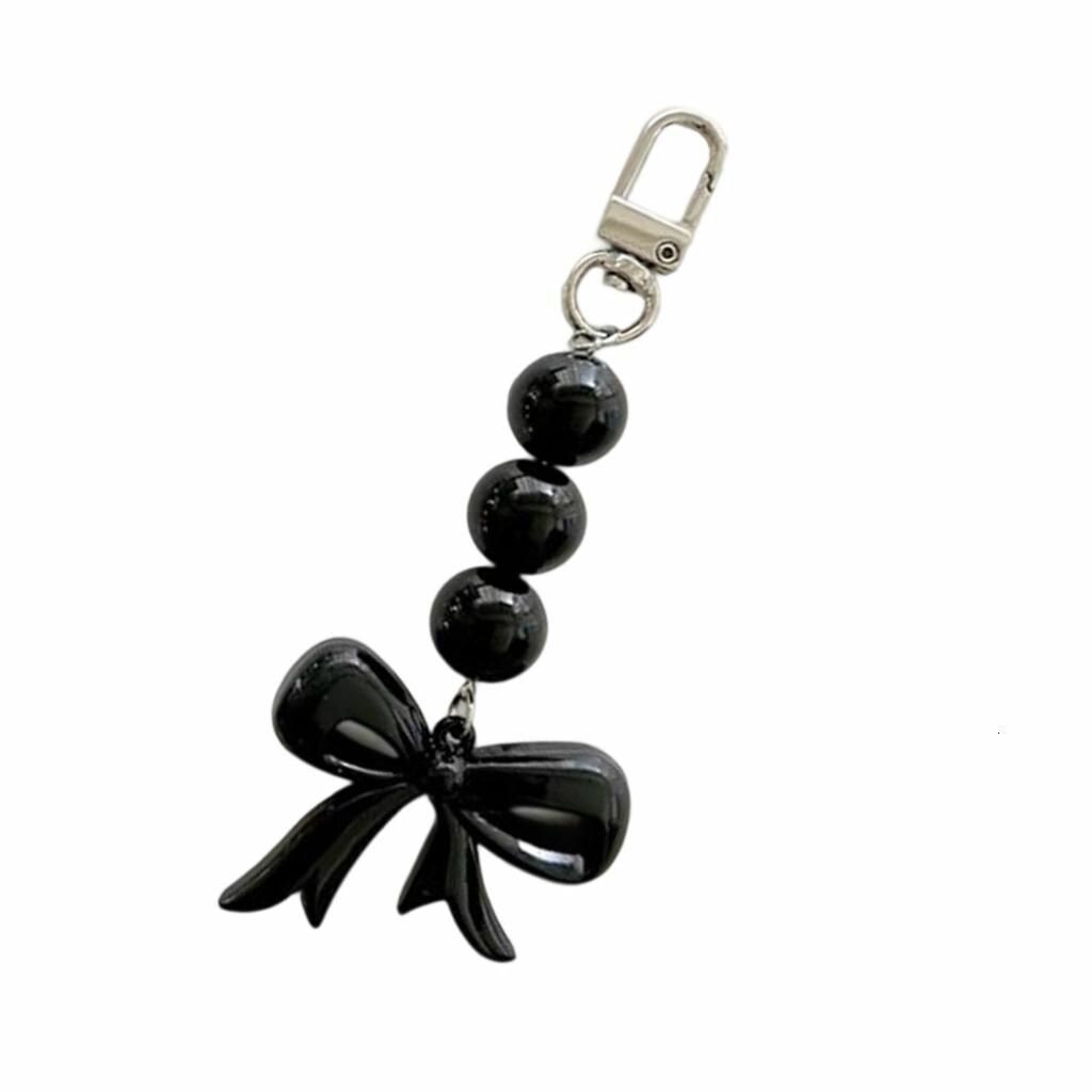 Подвеска с бантом из бисера-черный