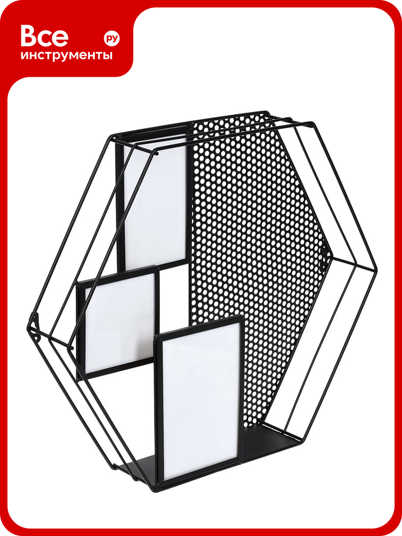 Подвесная полка QWERTY "Шестигранник", черная, 46x8x40 см 73847