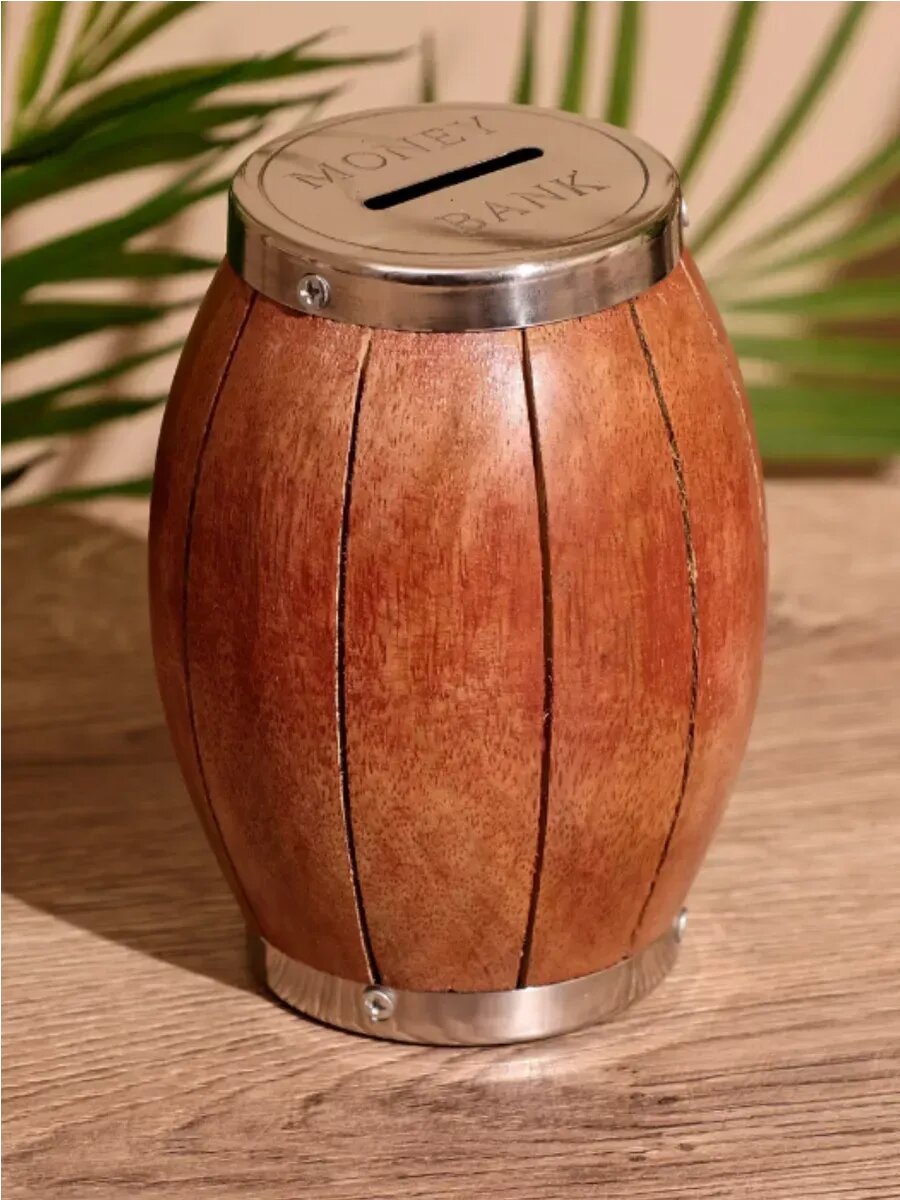 Копилка "Банк" 9х9х12 см, манговое дерево