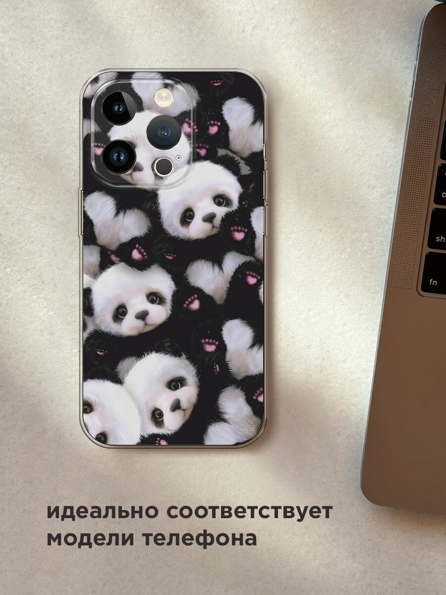 Чехол на Apple iPhone 14 Pro / Айфон 14 Про с принтом "Море панд" — фото 1
