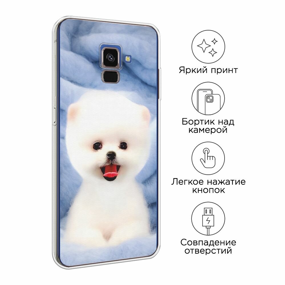 Чехол на Samsung Galaxy A8 2018 / Самсунг Галакси А8 2018 с принтом Белый пёсик — фото 1