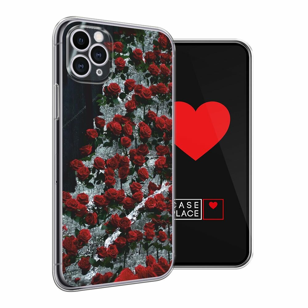 Чехол на Apple iPhone 11 Pro / Айфон 11 Про с принтом Цветущие алые розы — фото 1