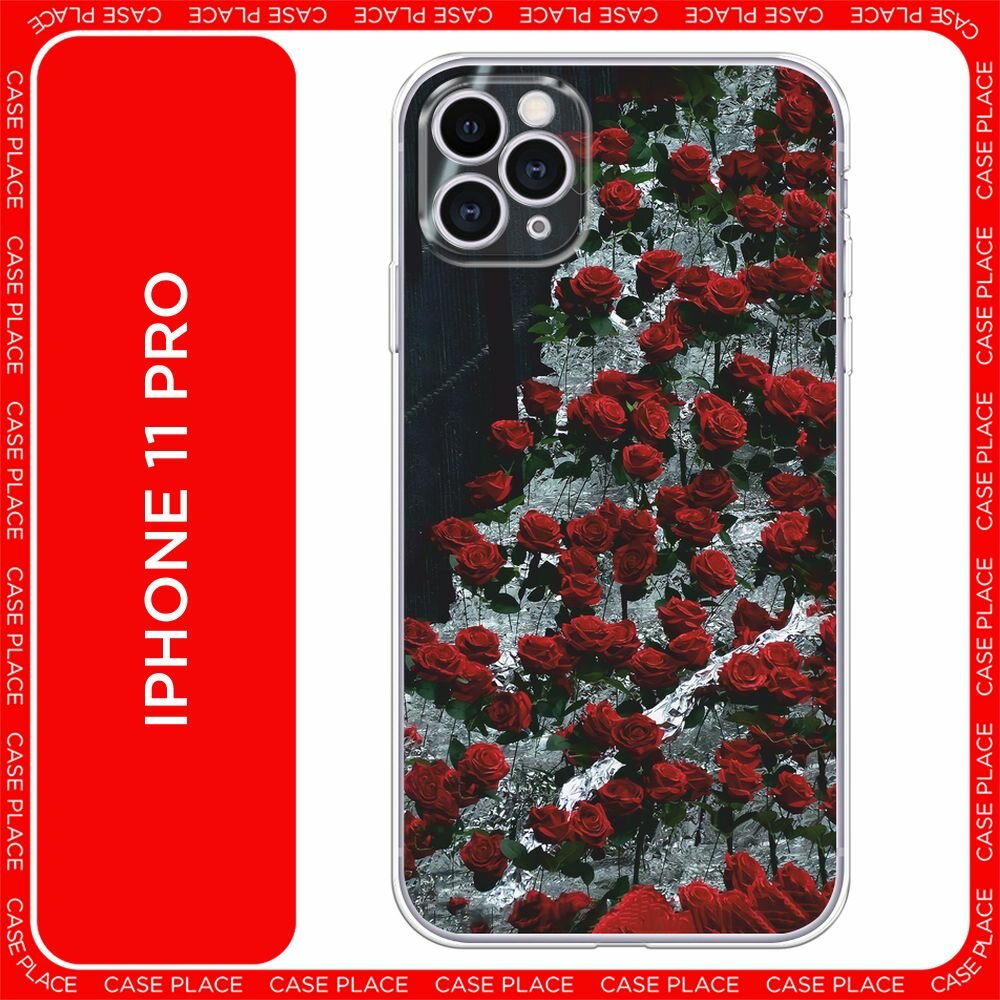Чехол на Apple iPhone 11 Pro / Айфон 11 Про с принтом Цветущие алые розы