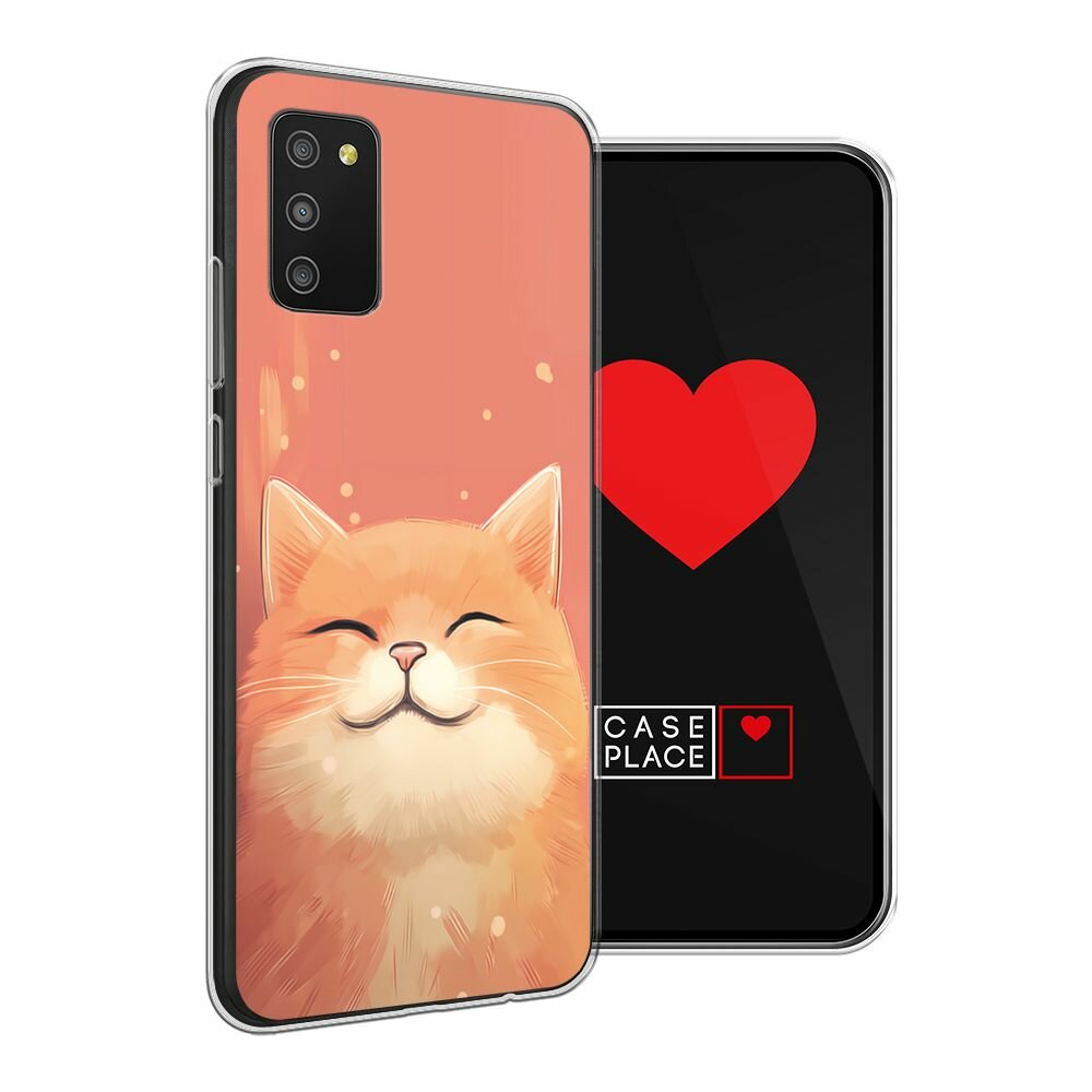 Чехол на Samsung Galaxy A02s / Самсунг Галакси A02s с принтом "Довольный рыжий котик" — фото 1