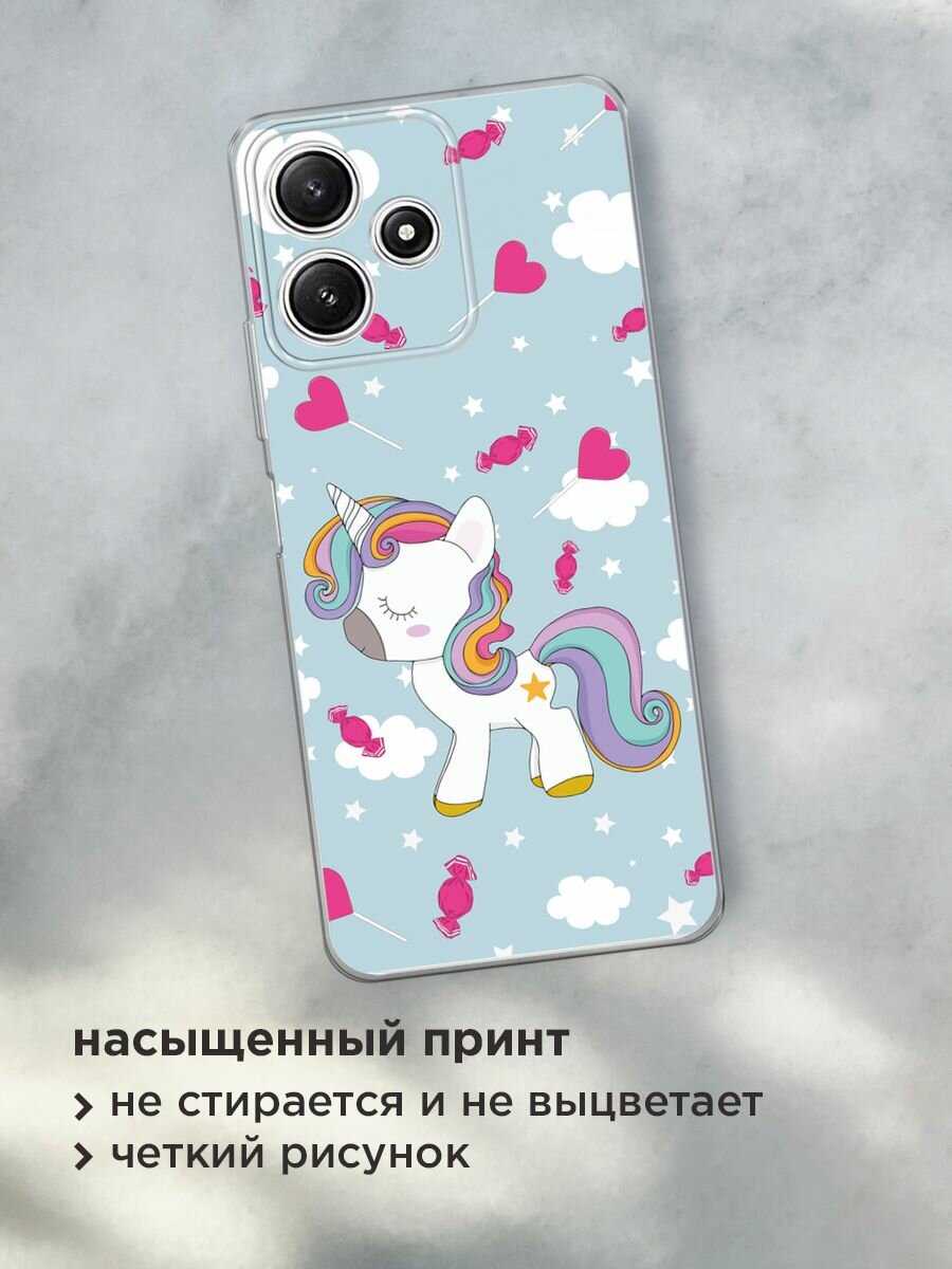 Чехол на Xiaomi Redmi 12 / Сяоми Редми 12 с принтом "Сладкий единорожек" — фото 1