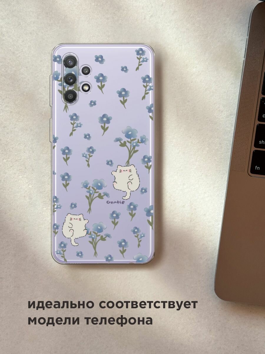Чехол на Samsung Galaxy A32 / Самсунг Галакси А32 с принтом "Gentle cats", прозрачный — фото 1