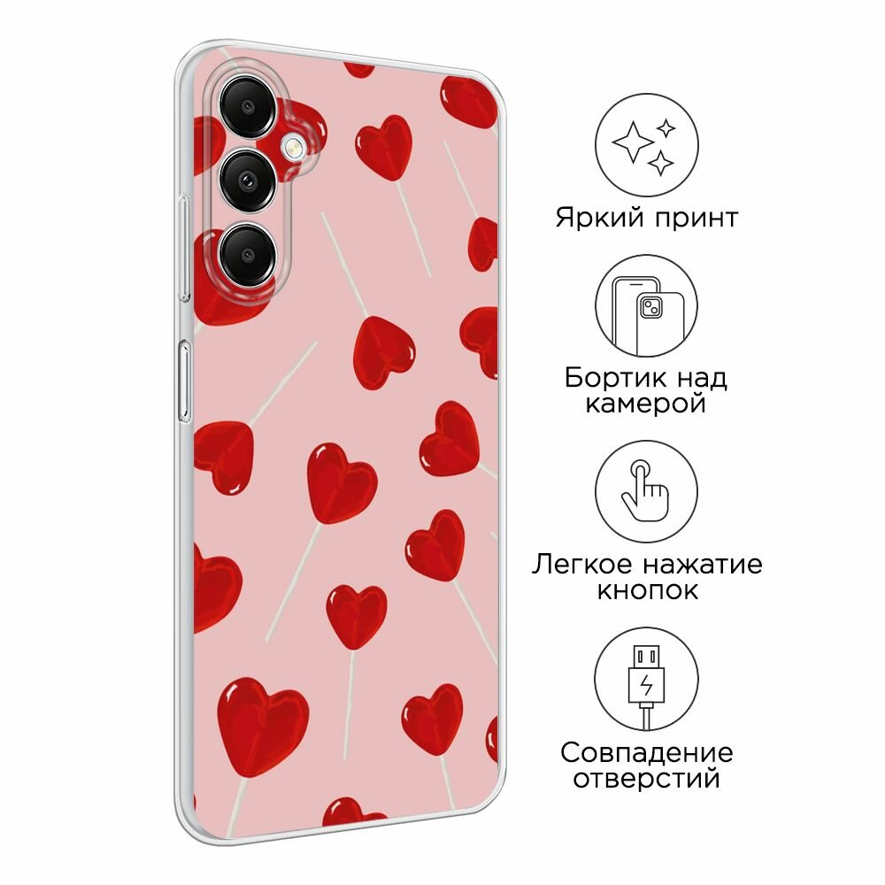 Чехол на Samsung Galaxy A05s / Самсунг Галакси A05s с принтом "Сердечки-леденцы 1 - 14 февраля" — фото 1