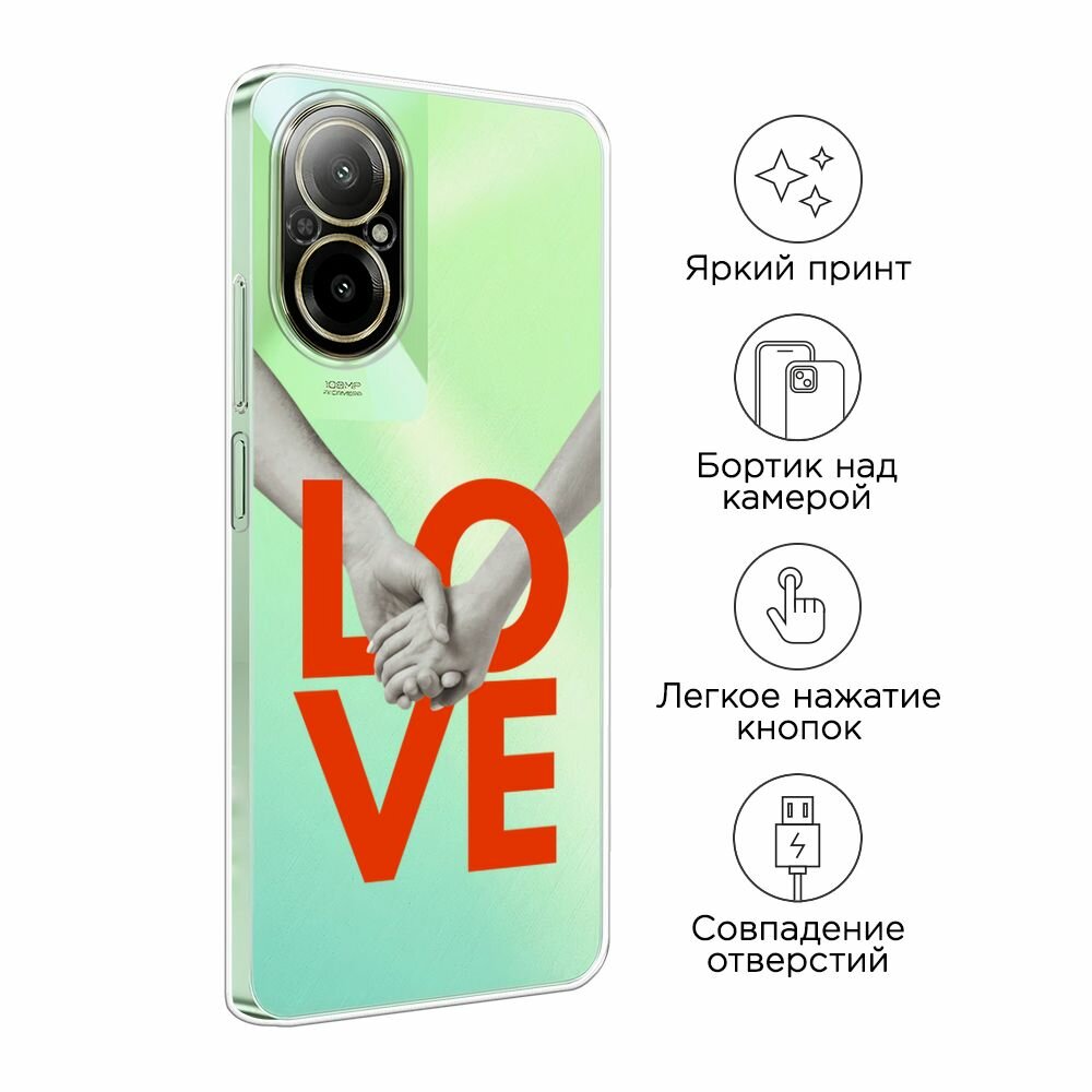 Чехол на Realme C67 4G / Реалми C67 4G с принтом "Love holding hands - 14 февраля", прозрачный — фото 1