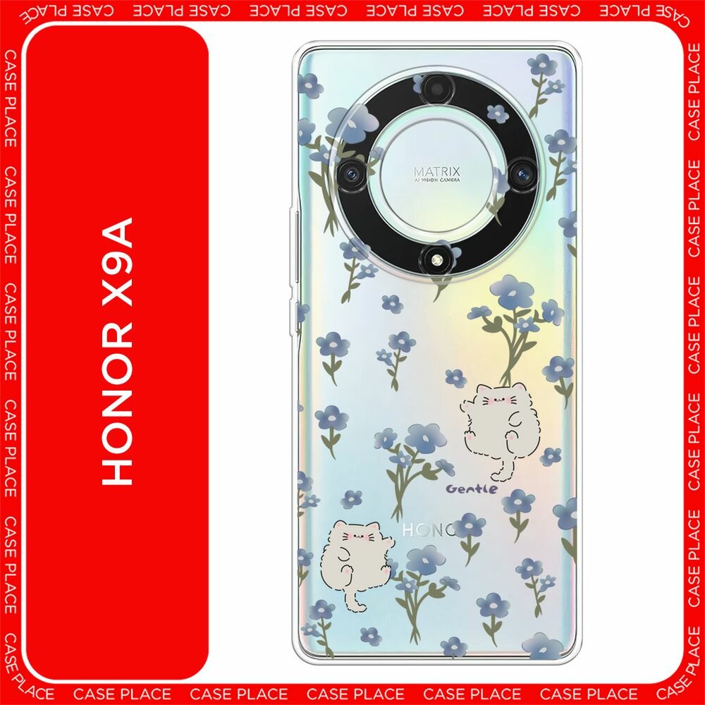 Чехол на Honor X9A / Хонор X9A с принтом "Gentle cats", прозрачный