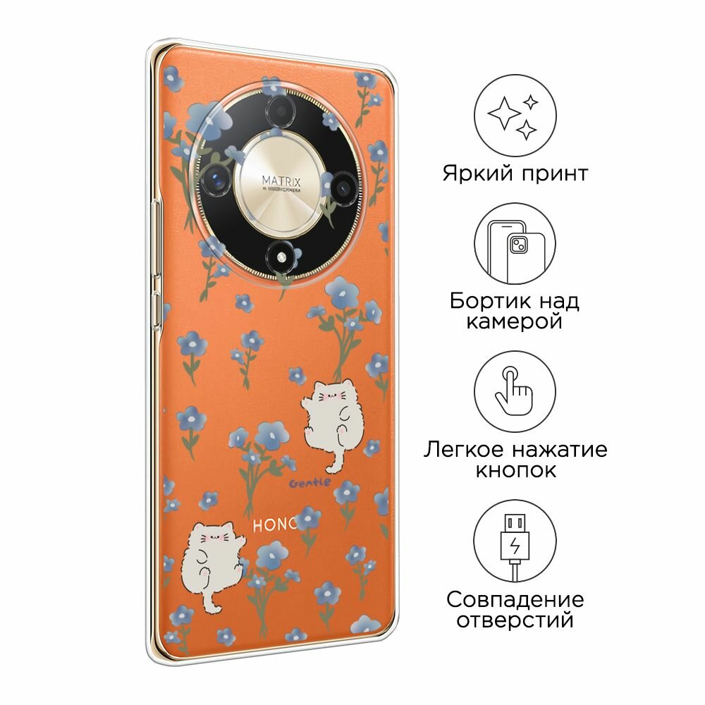 Чехол на Honor X9b / Хонор X9B с принтом "Gentle cats", прозрачный — фото 1