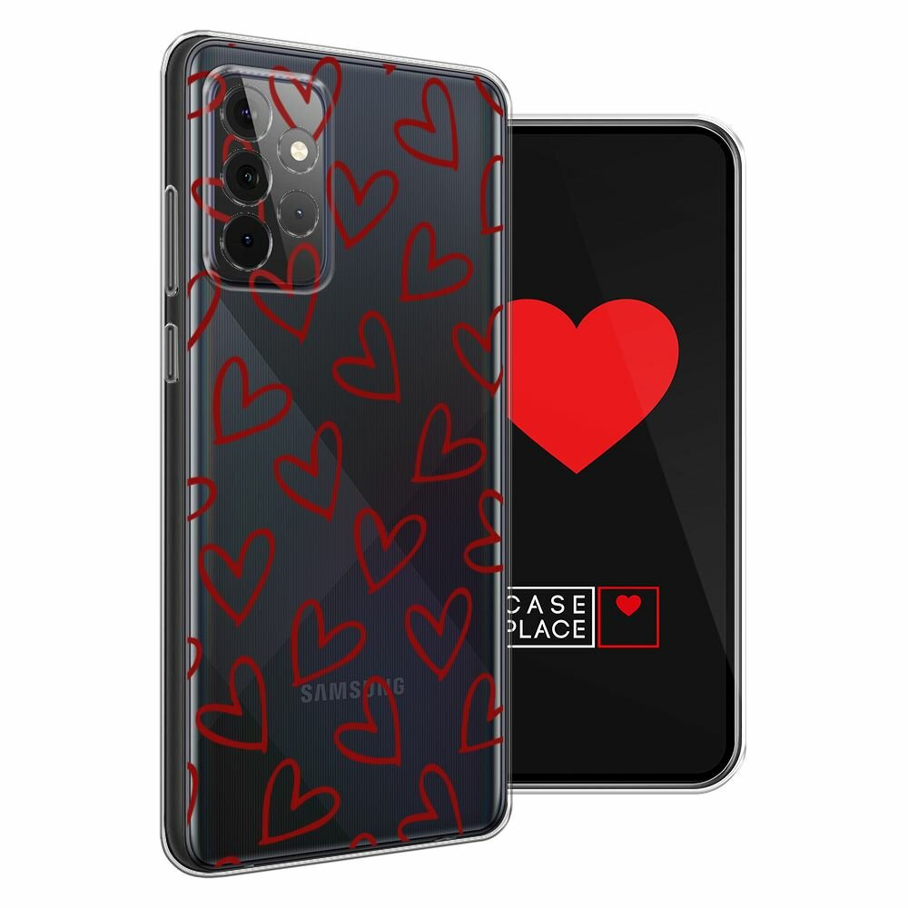Чехол на Samsung Galaxy A72 / Самсунг Галакси А72 с принтом "Little hearts doodles 2 - 14 февраля", прозрачный — фото 1