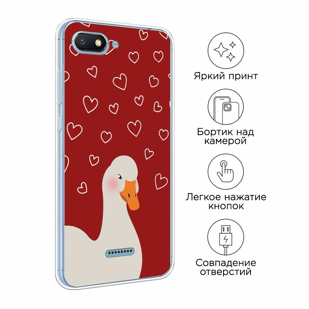 Чехол на Xiaomi Redmi 6A / Сяоми Редми 6А с принтом "Влюблённый гусь 1 - 14 февраля" — фото 1