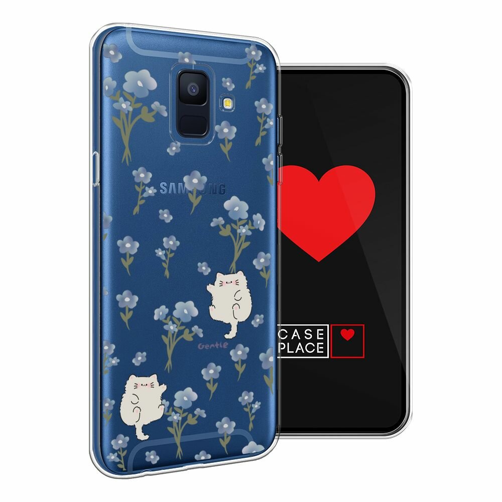 Чехол на Samsung Galaxy A6 / Самсунг Галакси А6 с принтом "Gentle cats", прозрачный — фото 1