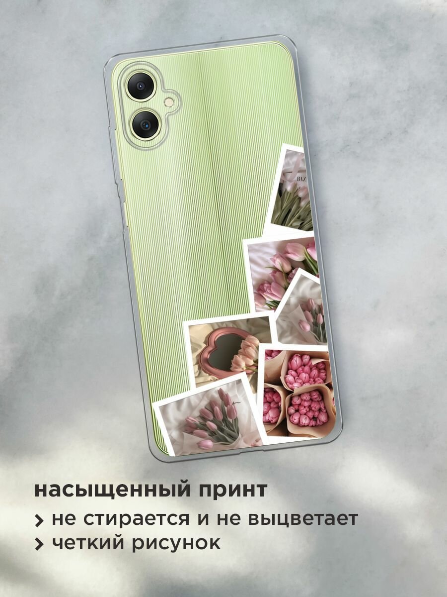 Чехол на Samsung Galaxy A06 / Самсунг Галакси А06 с принтом "Весенние фото - 8 марта", прозрачный — фото 1