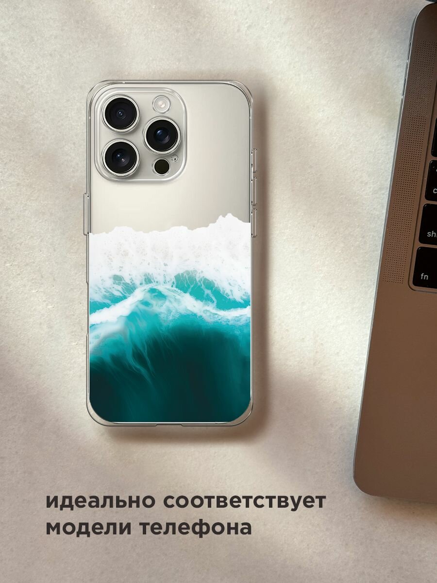Чехол на Apple iPhone 16 Pro / Айфон 16 Про с принтом "Большая волна", прозрачный — фото 1