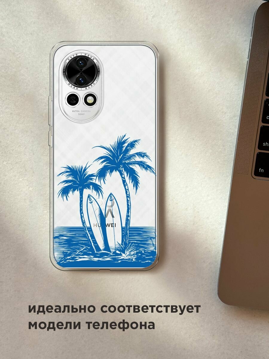 Чехол на Huawei Nova 12/Nova13 / Хуавей Нова 12/Нова 13 с принтом "Сёрфинг на островах 1", прозрачный — фото 1