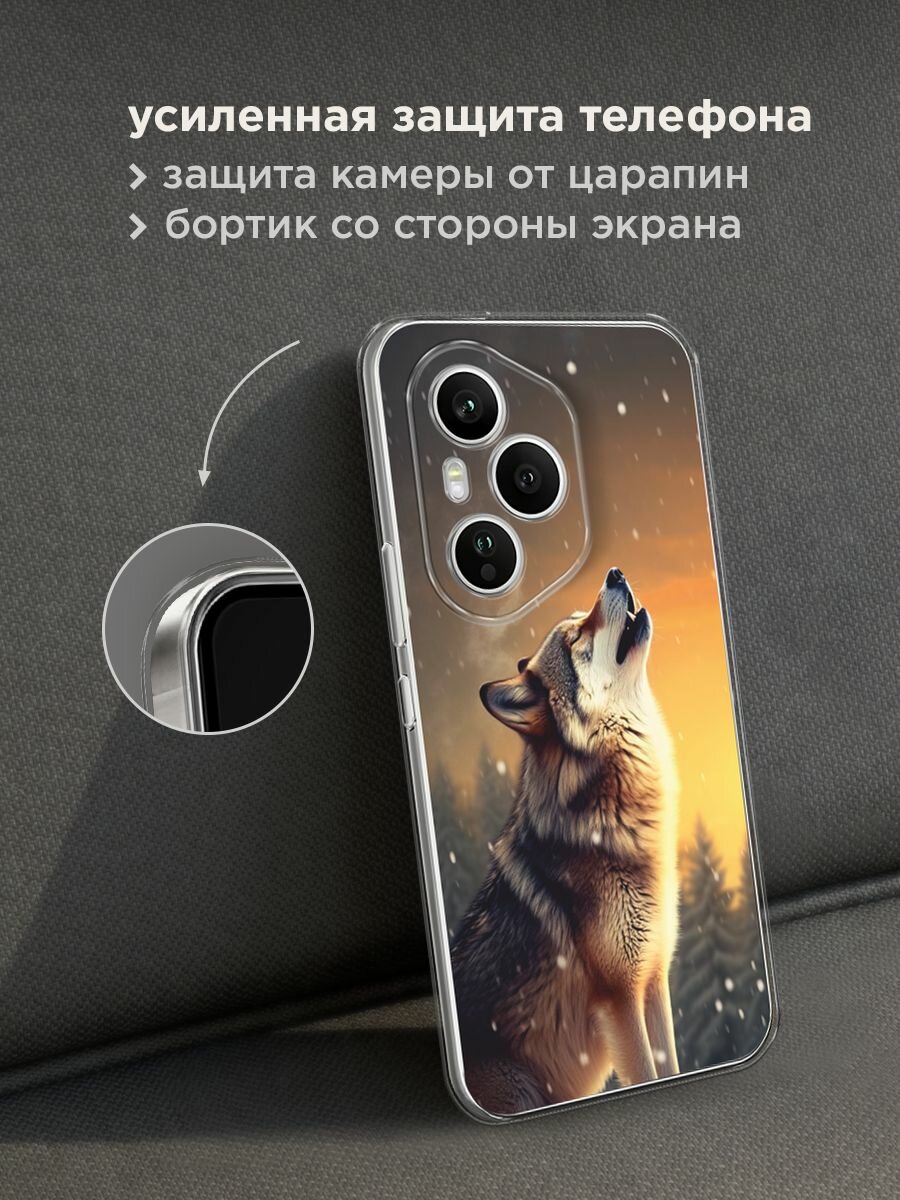 Чехол на Honor 400 Pro / Хонор 400 Про с принтом "Воющий волк" — фото 1