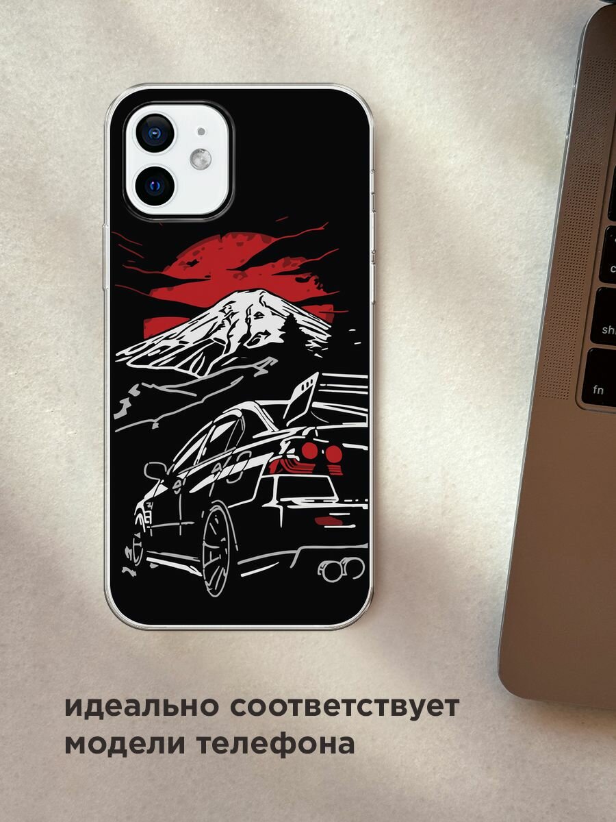 Чехол на Apple iPhone 12/12 Pro / Айфон 12/12 Про с принтом "Машина в горах JDM" — фото 1