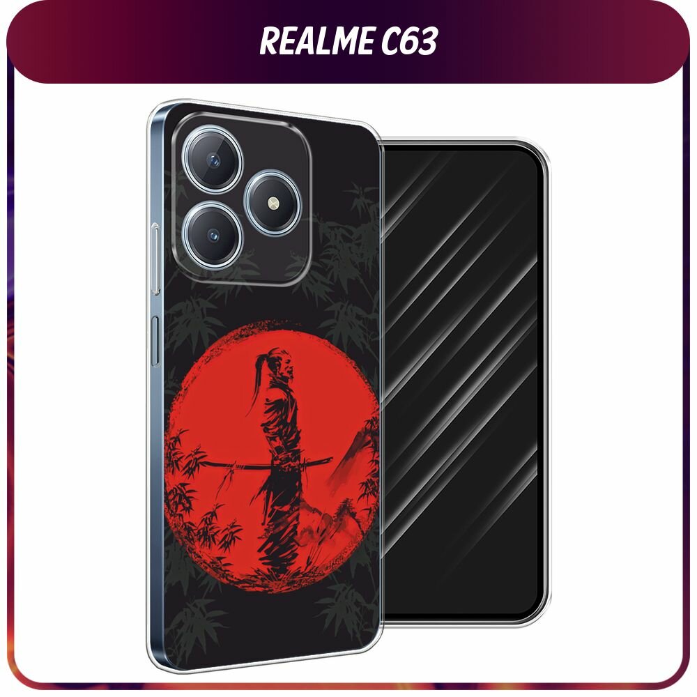 Чехол на Realme C63 / Реалми С63 с принтом "Самурай на красном фоне"