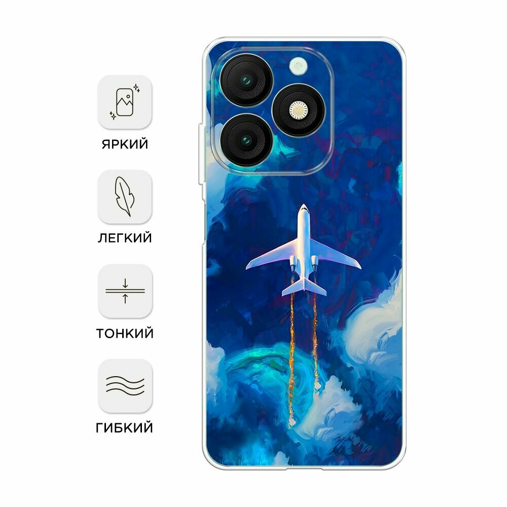Силиконовый чехол на Itel A50 / Ител А50 с принтом "Самолет картина" — фото 1