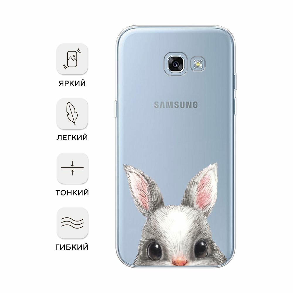 Чехол на Samsung Galaxy A5 2017 / Самсунг Галакси А5 2017 с принтом "Карандашный кролик 2 - 8 марта", прозрачный — фото 1
