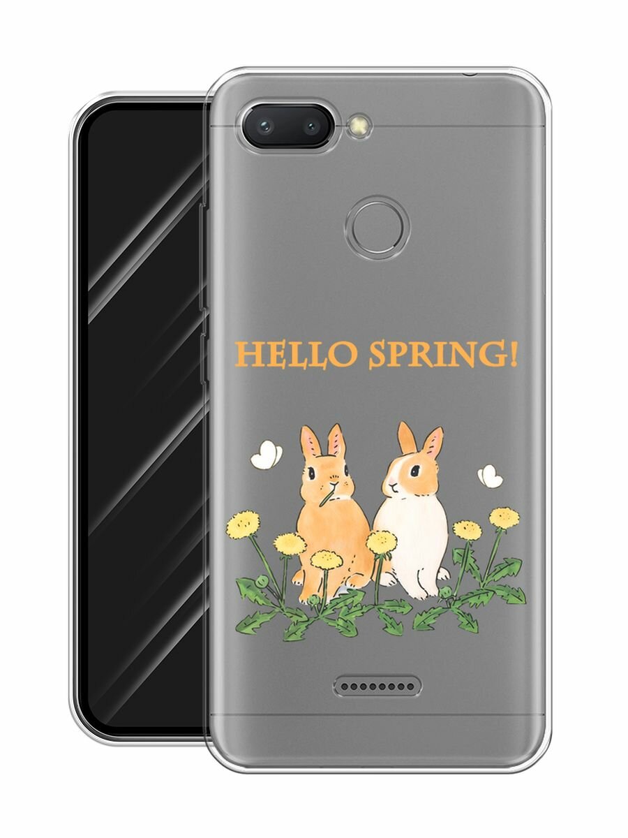 Чехол на Xiaomi Redmi 6 / Сяоми Редми 6 с принтом "Весенние кролики", прозрачный — фото 1