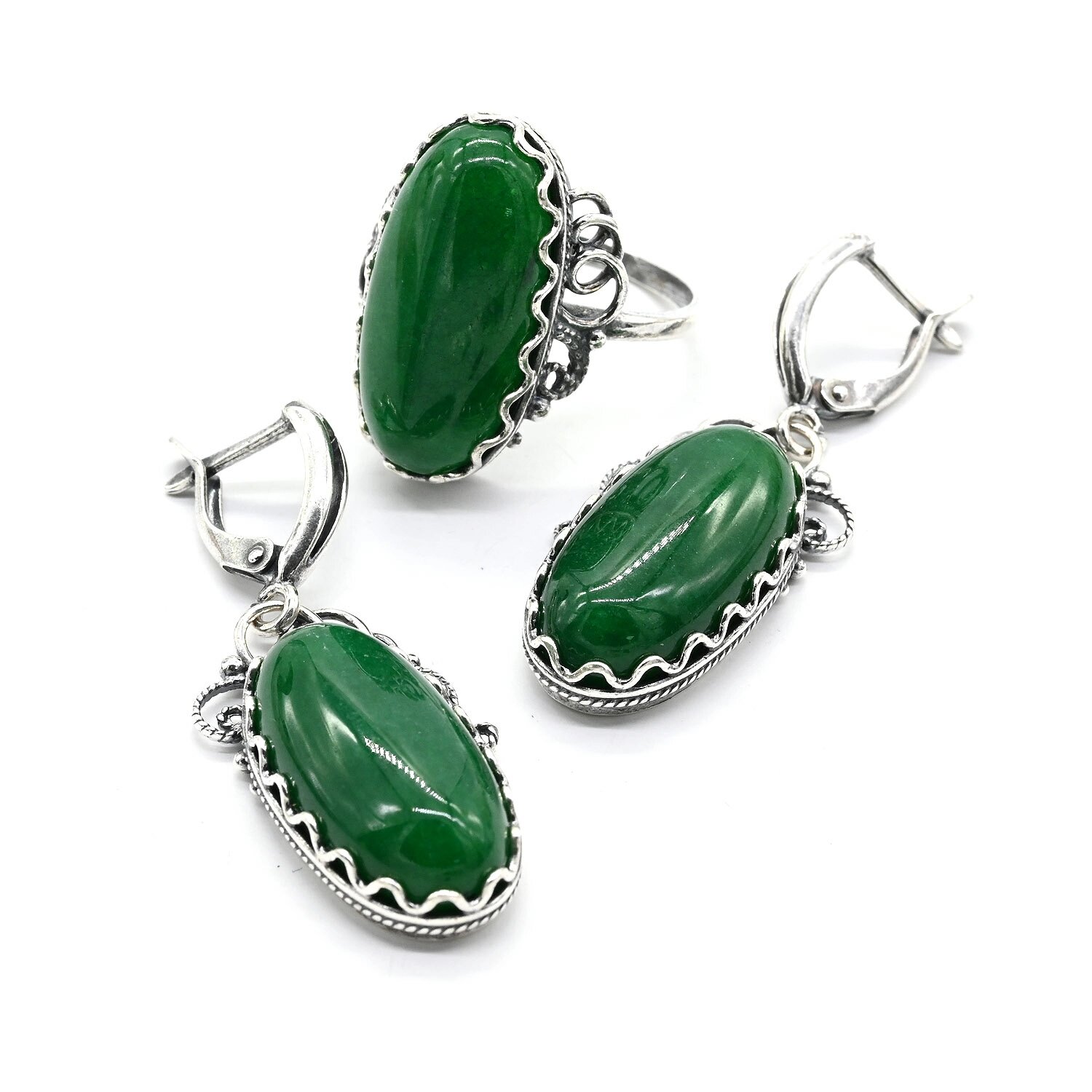 Серьги, хризопраз