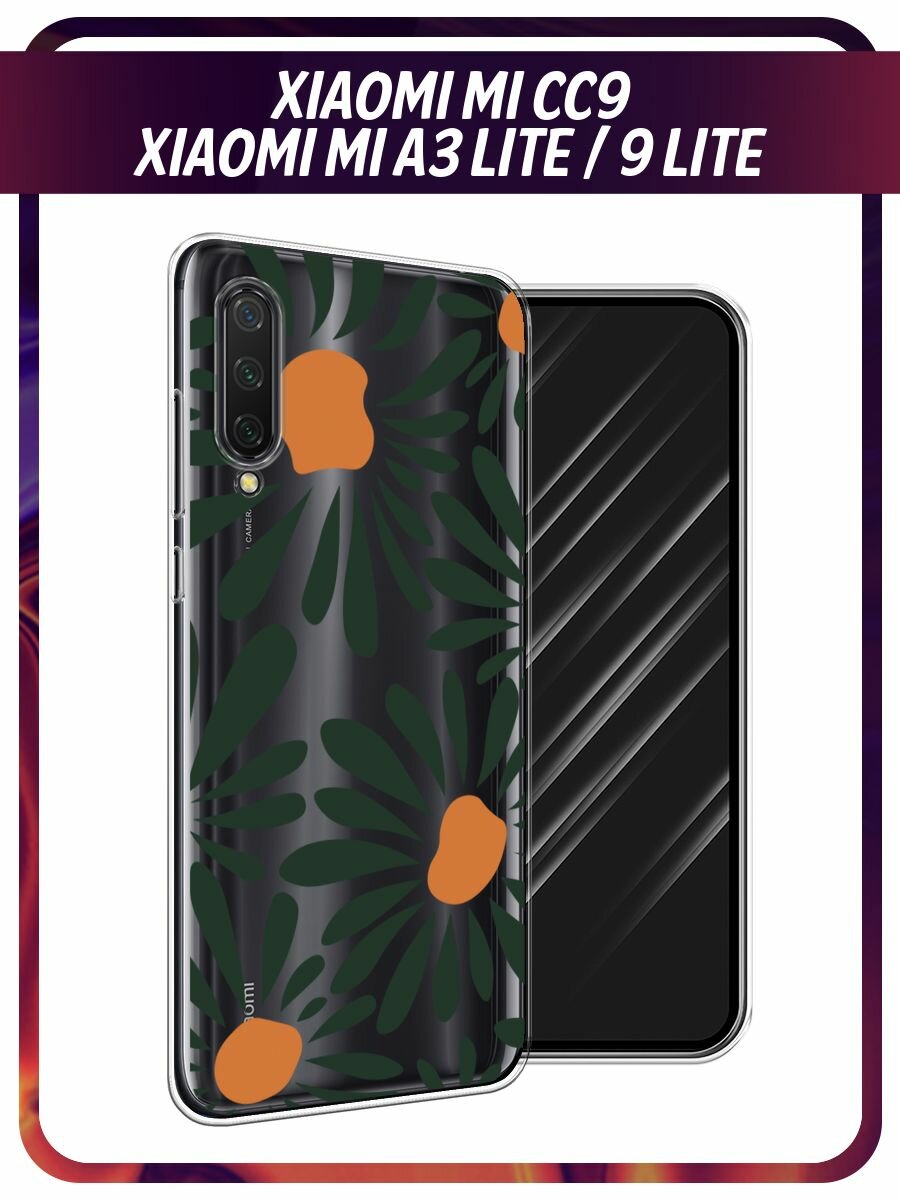 Чехол на Xiaomi Mi CC9/A3 Lite/9 Lite / Сяоми Mi CC9/A3 Lite/9 Lite с принтом "Летние цветы рисунок", прозрачный