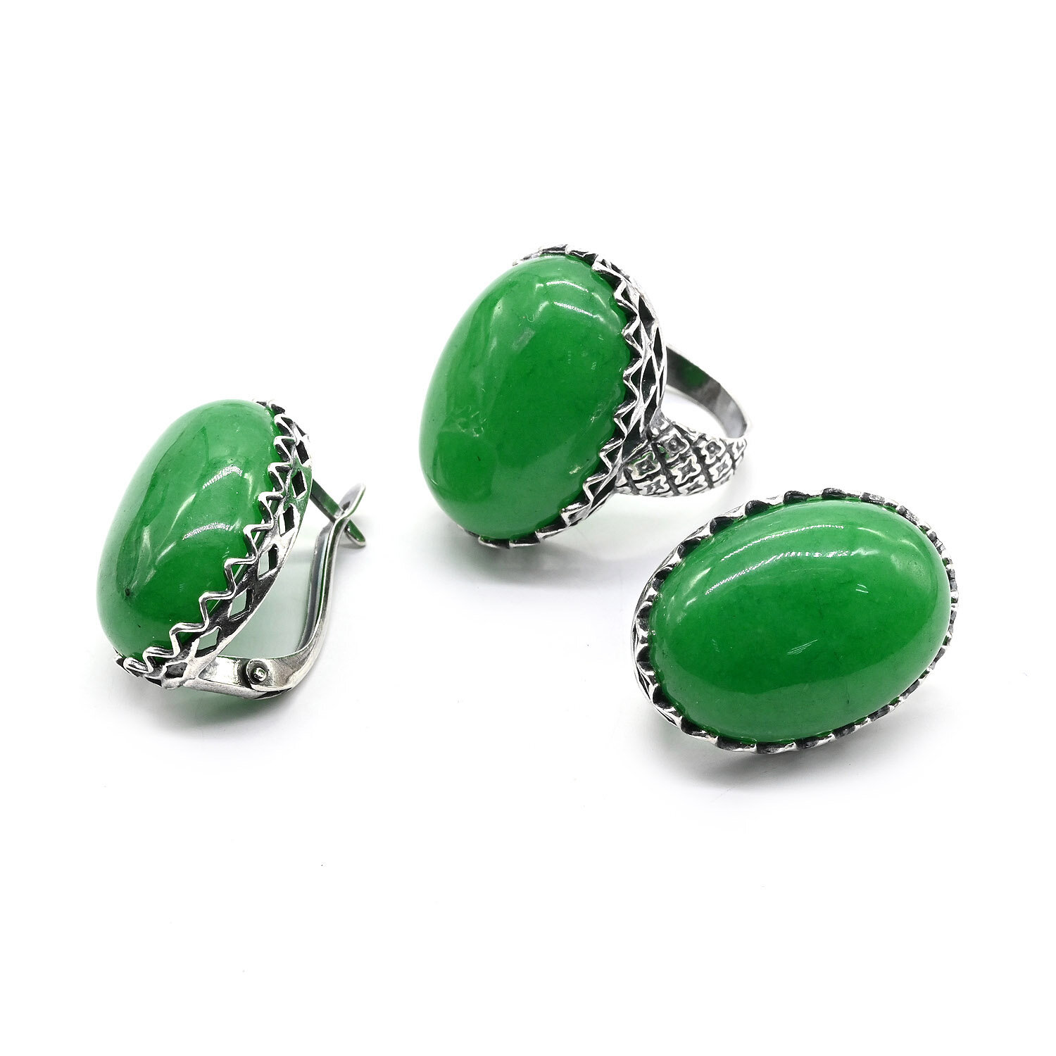 Комплект бижутерии: кольцо, хризопраз