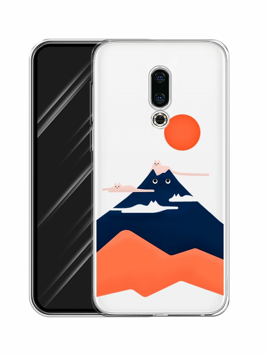 Чехол на Meizu 16th / Мейзу 16th с принтом "Кот-гора", прозрачный — фото 1