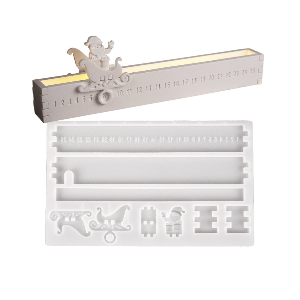 Форма для Изготовления Поделок Обратного Отсчета Санта-Клауса Из Гладкого Многоразового Силикона Для Проектов Из Смолы