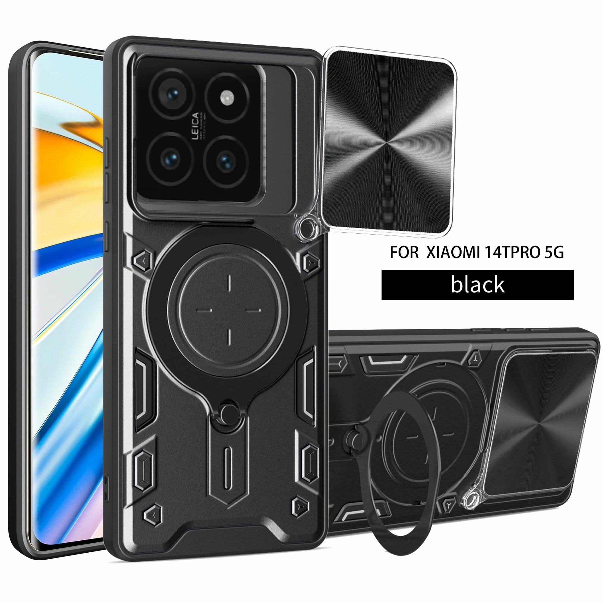Чехол с кольцом Big Ring Case для Xiaomi 14T черный