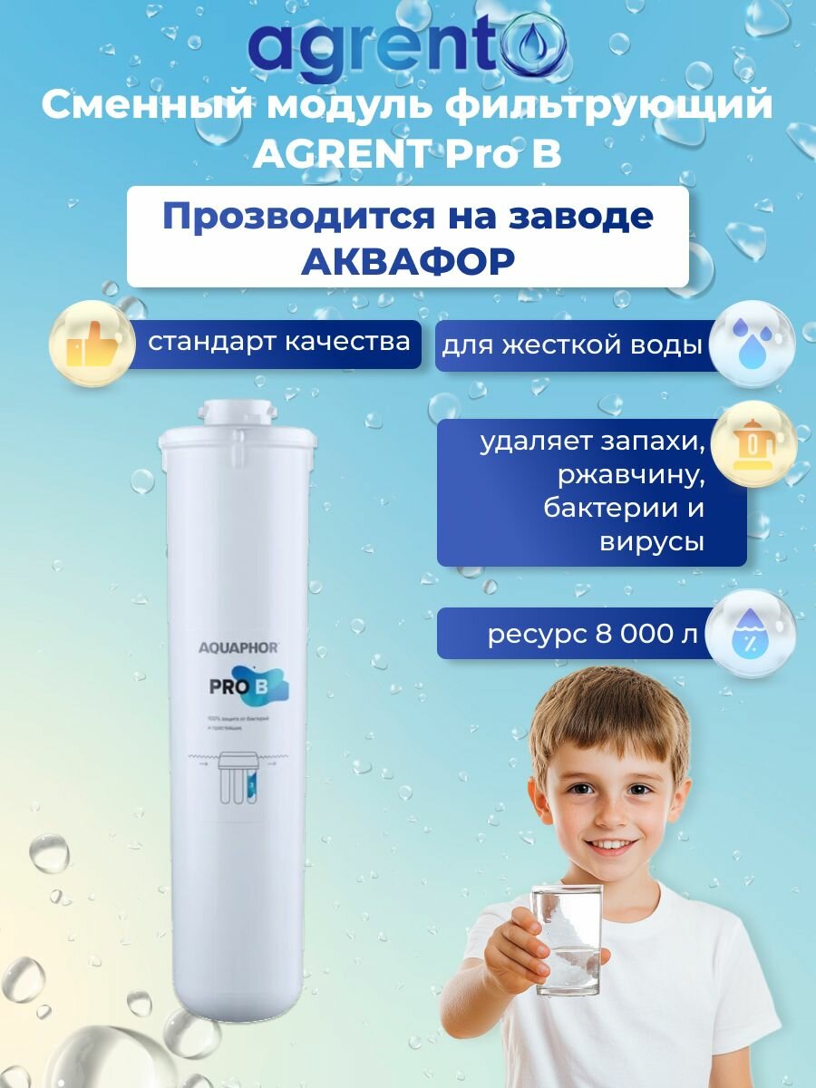 Модуль АКВАФОР AGRENT Pro B (про В) сменный к фильтру для воды Кристалл ECO PRO, Baby PRO
