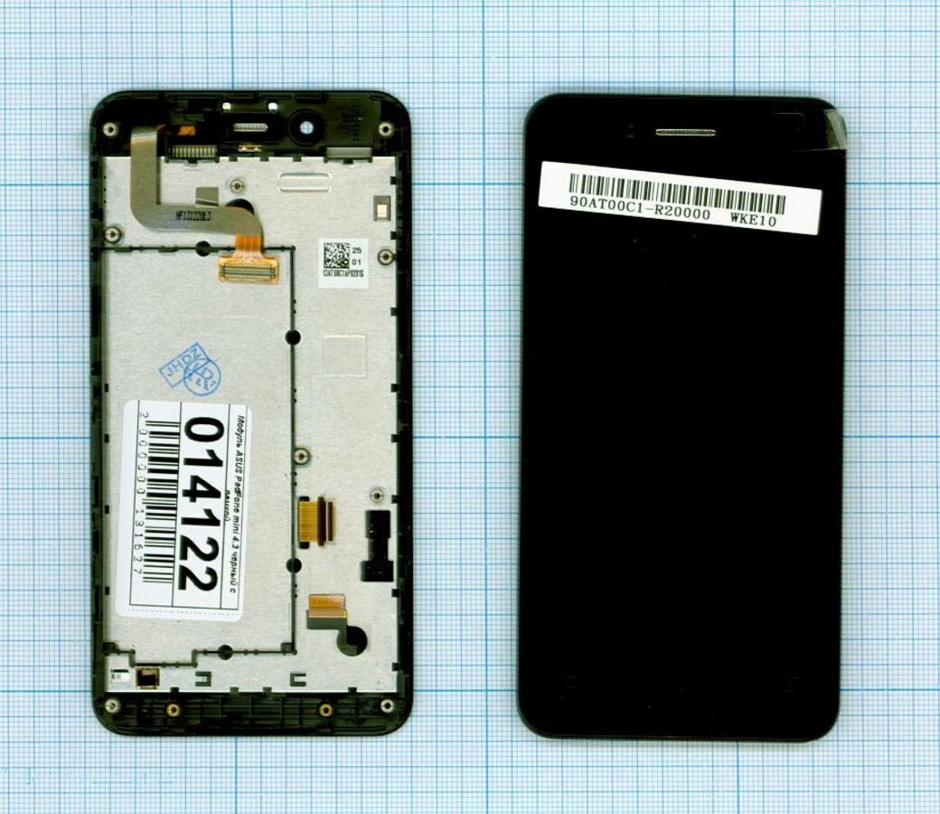 Дисплей (матрица + тачскрин) для ASUS PadFone mini 4.3 черный с рамкой, Диагональ 4.3, 540x960