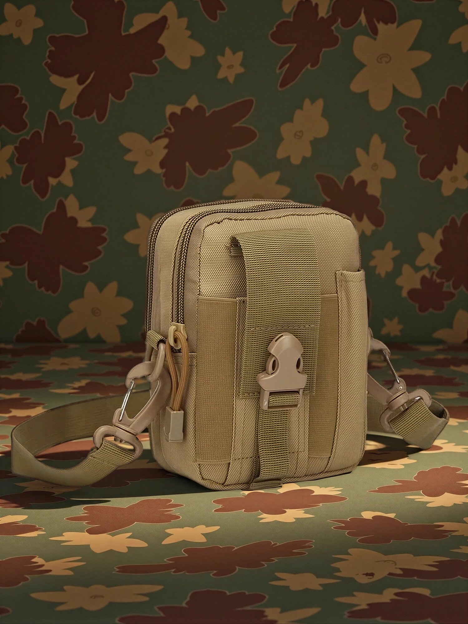 Тактический подсумок-органайзер на пояс с ремешком, песочный