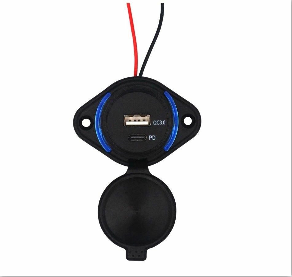 Встраиваемая розетка USB+Type-C BGT с двумя гнездами и возможностью крепления (1 шт.), арт: 7947-К