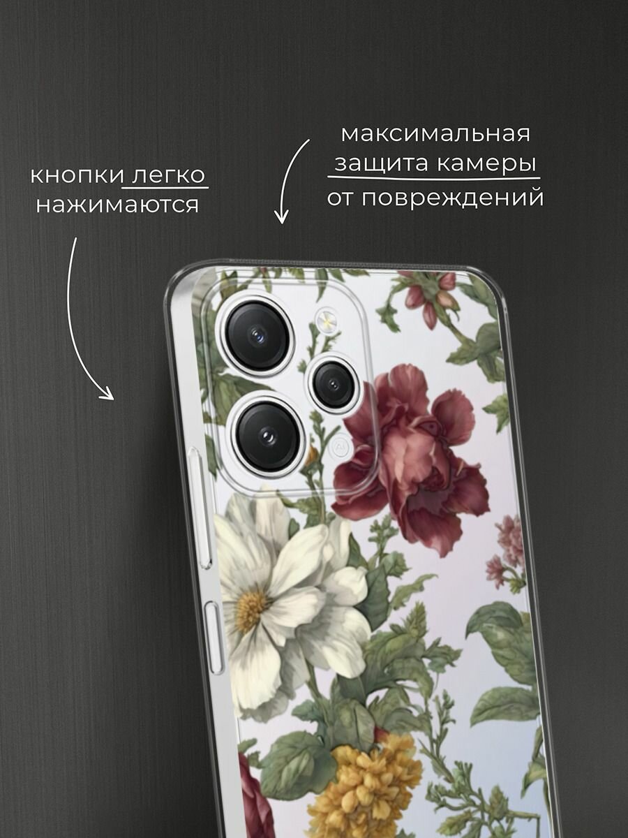 Чехол на Xiaomi Redmi 12 / Сяоми Редми 12 с принтом Акварельные цветы 2 — фото 1