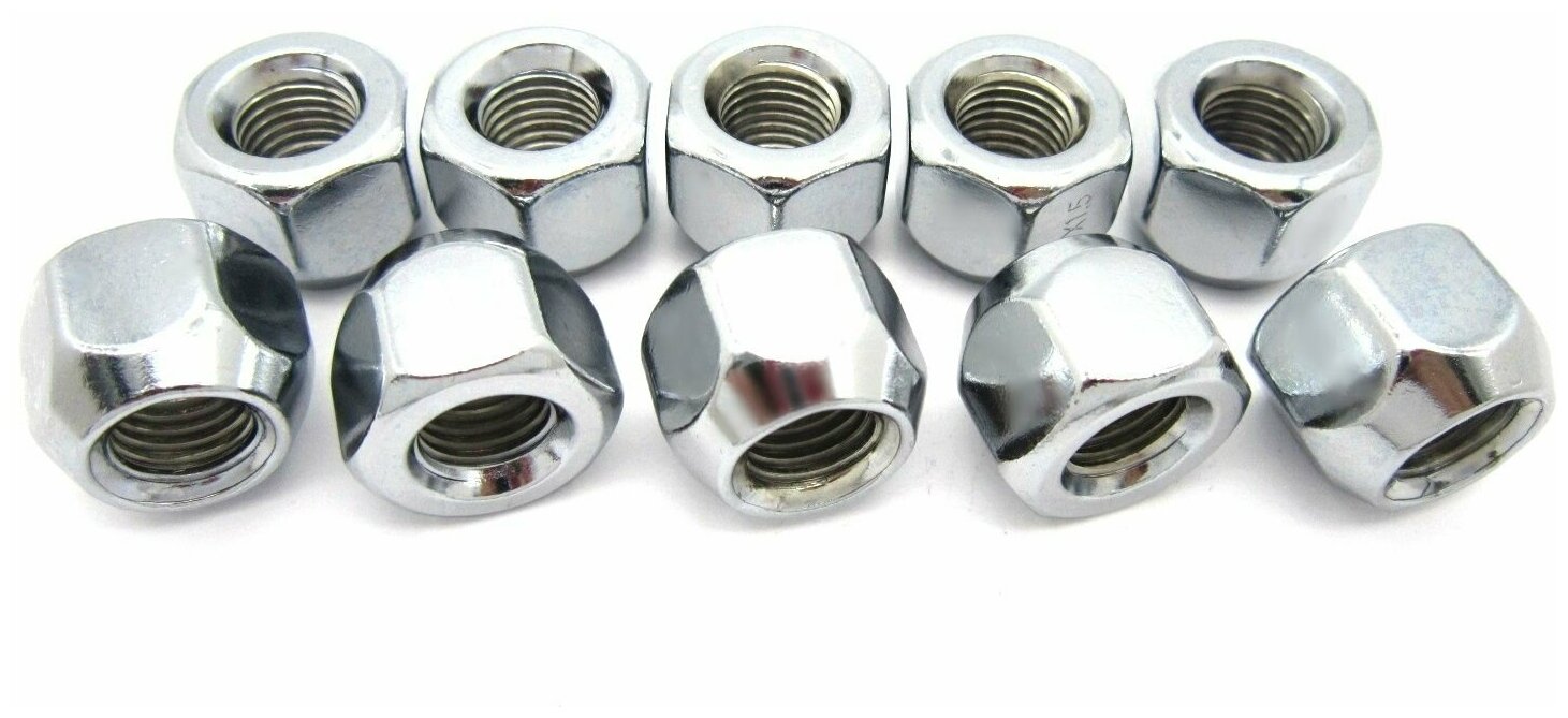 Гайки колесные М14Х1,50 под ключ 21 мм высота 17 мм конус хромированные открытые 10 шт.