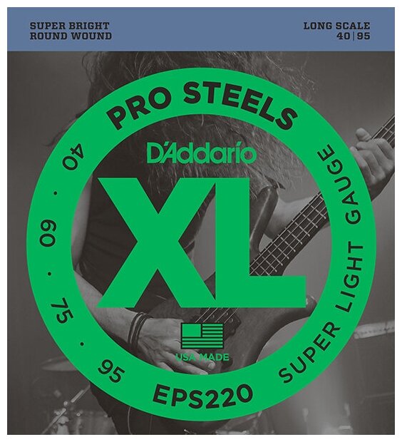 EPS220 ProSteels Комплект струн для бас-гитары, Super Light, 40-95, D'Addario