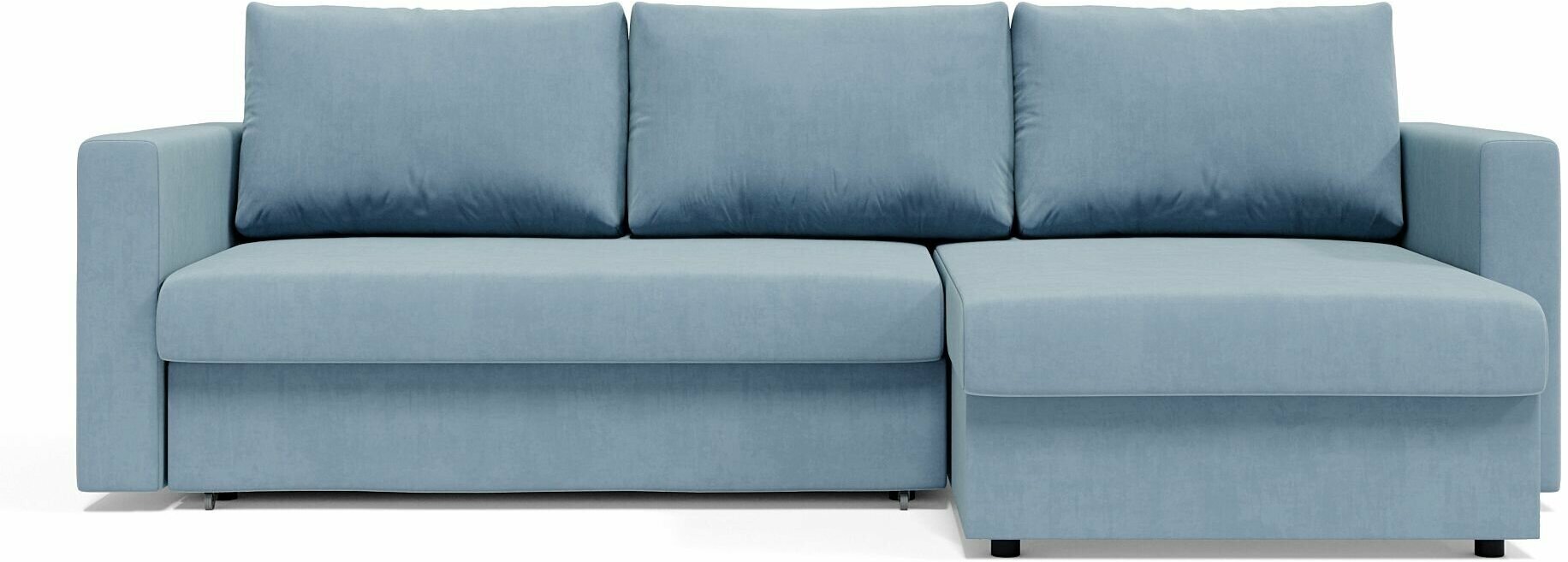 Диван угловой Варди, Еврокнижка, 236х147, раскладной, с ящиком для белья, в гостиную, Независимые пружины, Велюр голубой Teddy 028