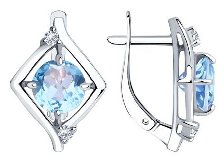 Серьги, серебро, 925 проба, топаз