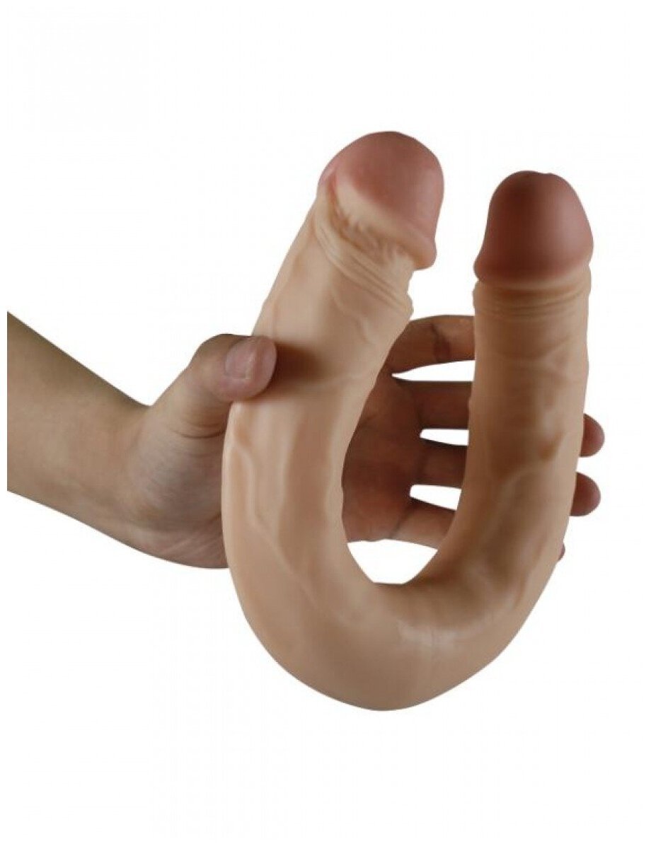 Фаллоимитатор Real, двусторонний, анальный, вагинальный, ПВХ, телесный, длина 39см, диаметр 4см