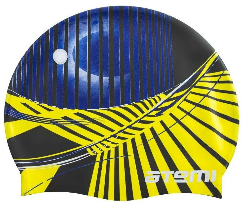 Шапочка для плавания Atemi, силикон, чёрная (графика), Psc422
