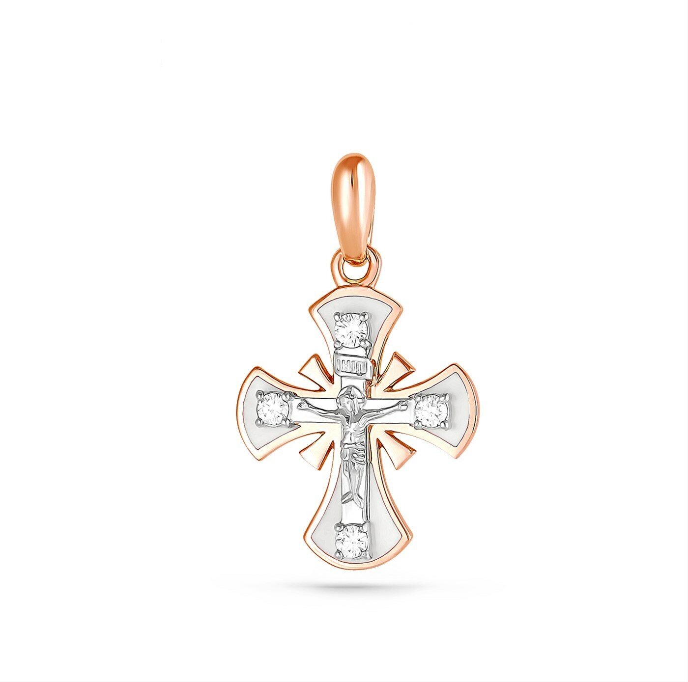 Крестик, красное золото, 585 проба, бриллиант