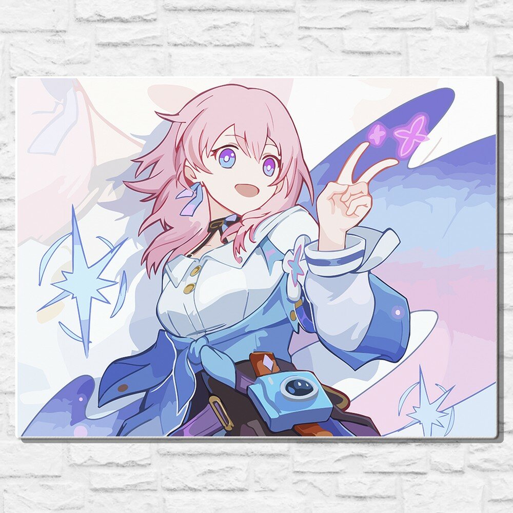 Картина по номерам на холсте игры honkai star rail (хонкай, пом-пом, март 7, кафка) - 14793 80х60