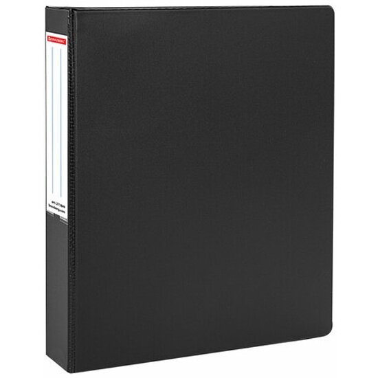 Папка на 4 кольцах Brauberg прочная, картон/ПВХ, Office, черная, 40 мм, до 250 л, 2