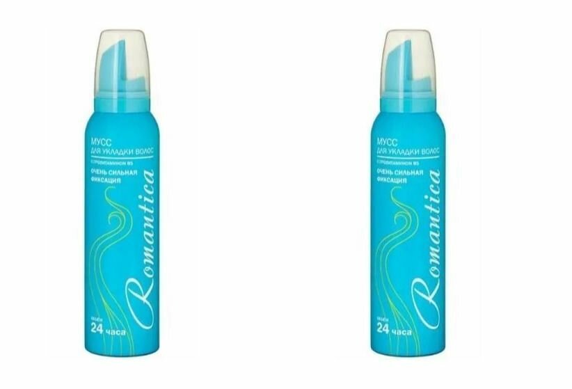 Романтика, Мусс для волос с Провитамином B5, очень сильная фиксация (голубой), 145 мл - 2 шт