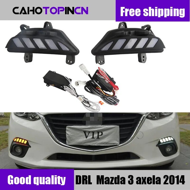 2 шт. светодиодные дневные ходовые огни для Mazda 3 Axela 2014 2015 2016 функция плавающего указателя поворота 12 В автомобильные DRL противотуманные фары украшения